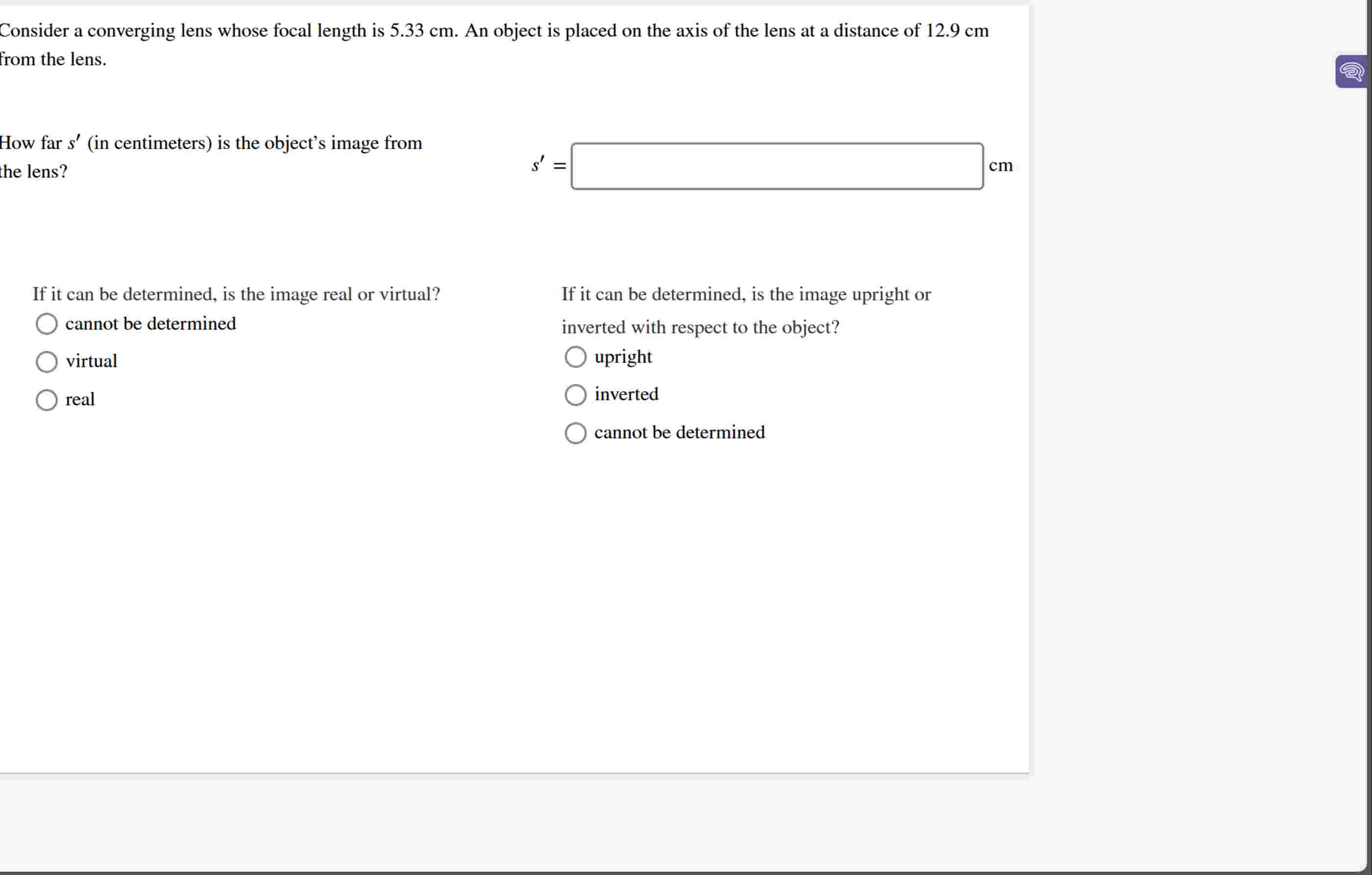 Solved Consider a converging lens whose focal length | Chegg.com