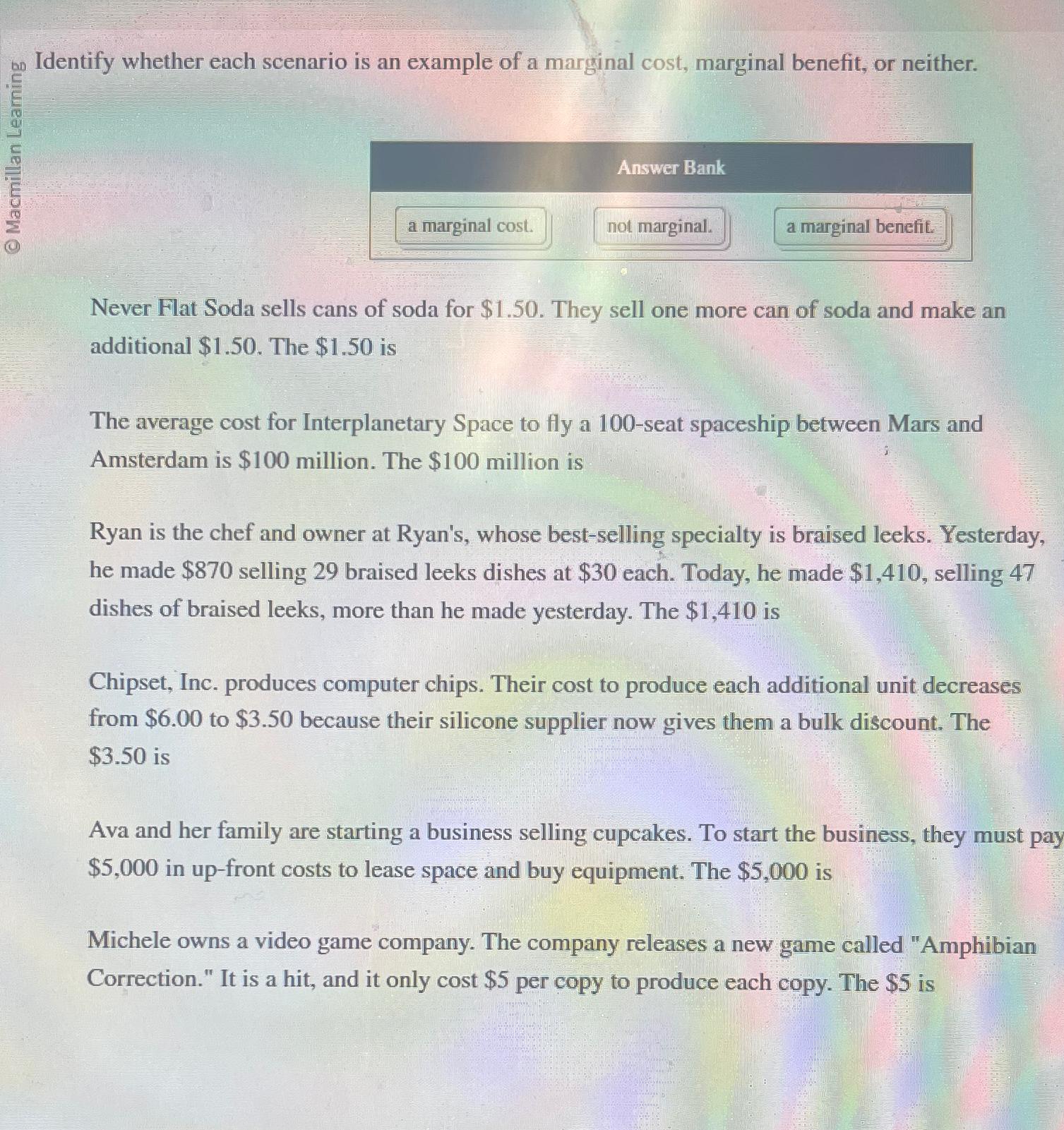 Solved Identify whether each scenario is an example of a | Chegg.com