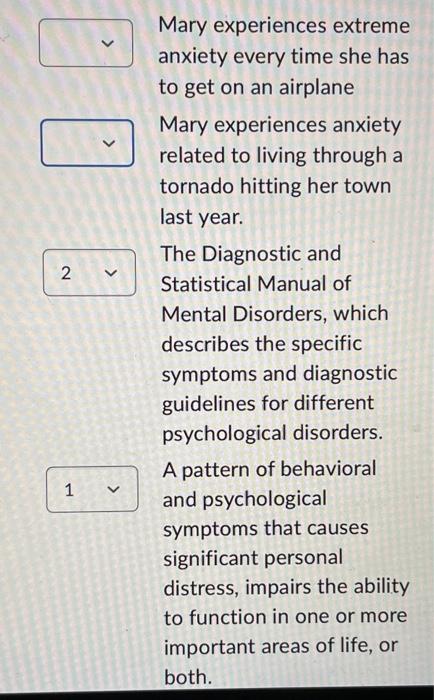 Solved 1. psychological disorder 2. DSM 3. Anxiety 4. GAD | Chegg.com