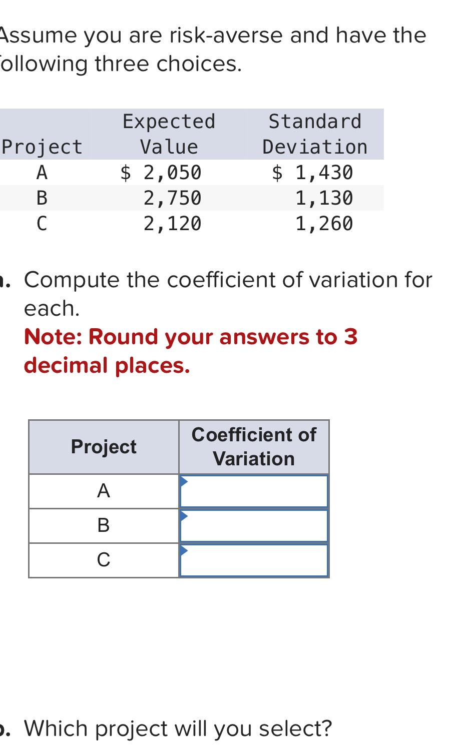 Solved Assume you are risk-averse and have the ollowing | Chegg.com