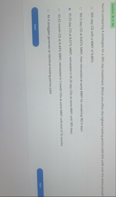 Question 15 ﻿of 50You're comparing 4 ﻿strategies for | Chegg.com