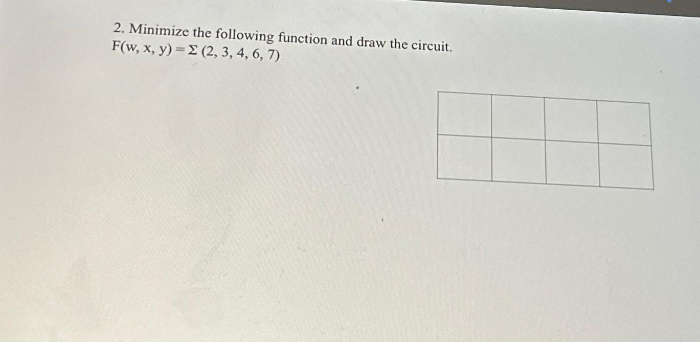 Solved Minimize The Following Function And Draw The Circuit
