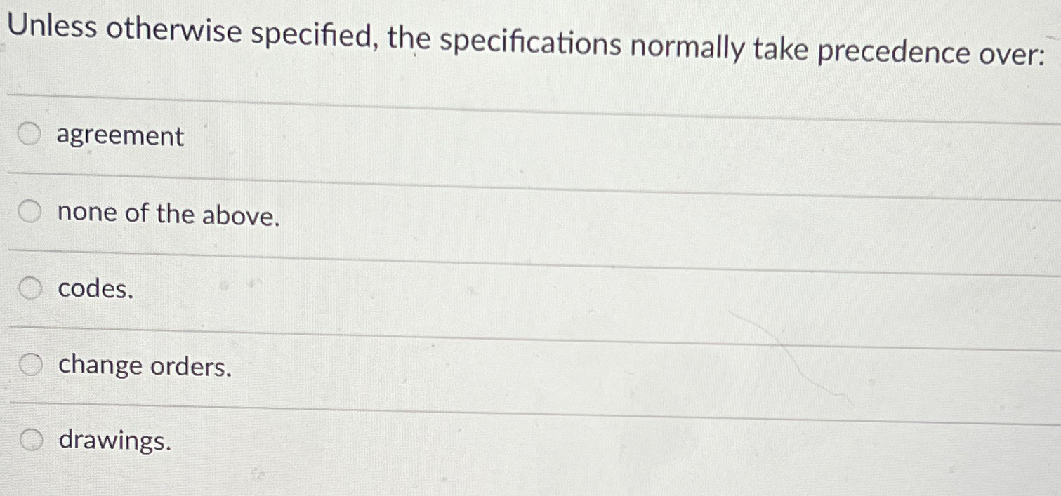 Solved Unless otherwise specified, the specifications | Chegg.com