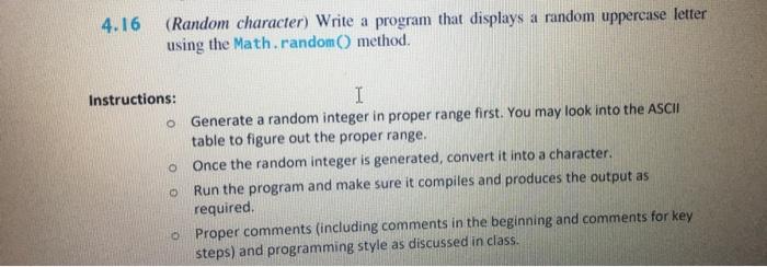 Solved 4.16 (Random character) Write a program that displays | Chegg.com