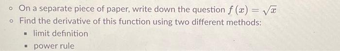 Solved On a separate piece of paper, write down the question | Chegg.com