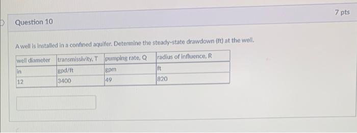 Solved A well is installed in a confined aquifer. Determine | Chegg.com