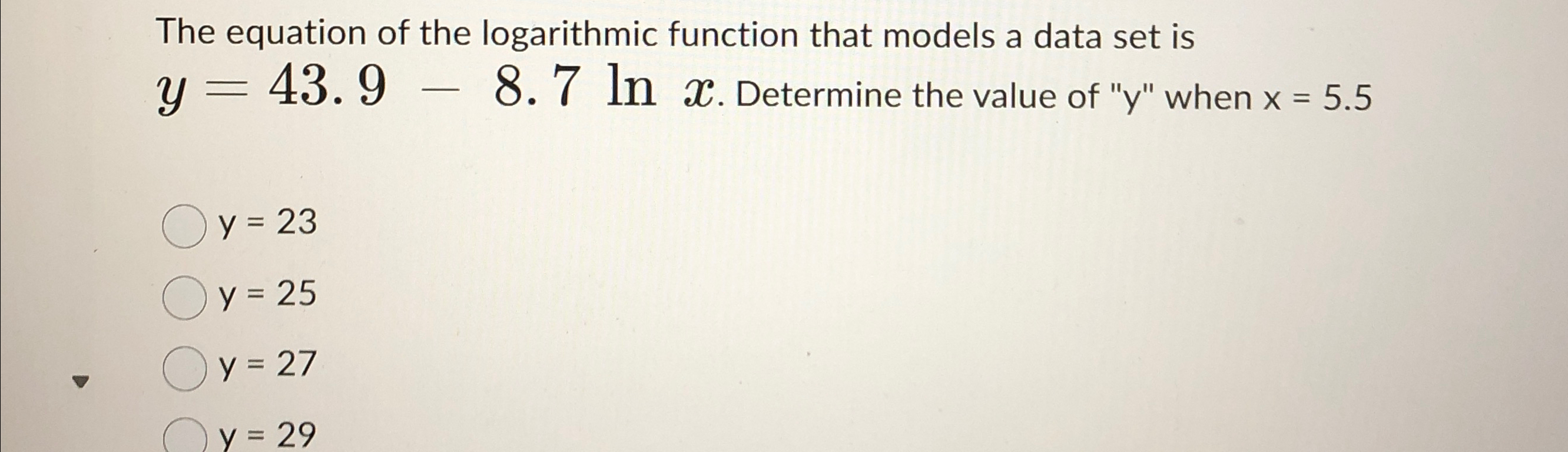 Solved The equation of the logarithmic function that models | Chegg.com