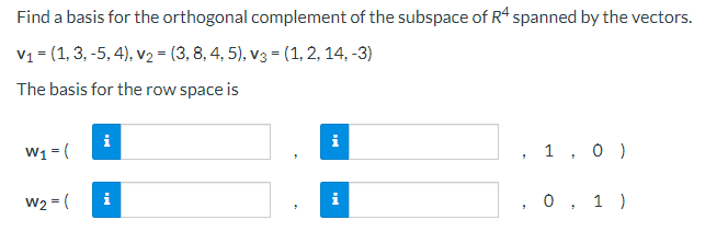 Solved Find a basis for the orthogonal complement of the | Chegg.com