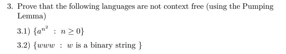 Solved 3. Prove that the following languages are not context | Chegg.com