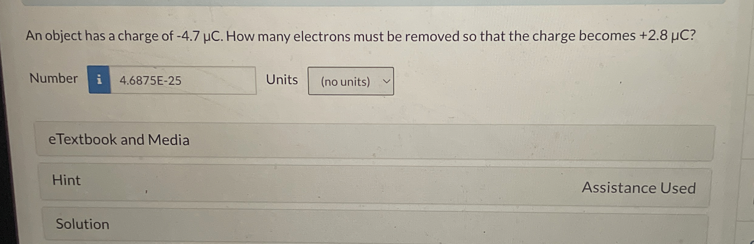 Solved An object has a charge of -4.7μC. ﻿How many electrons | Chegg.com