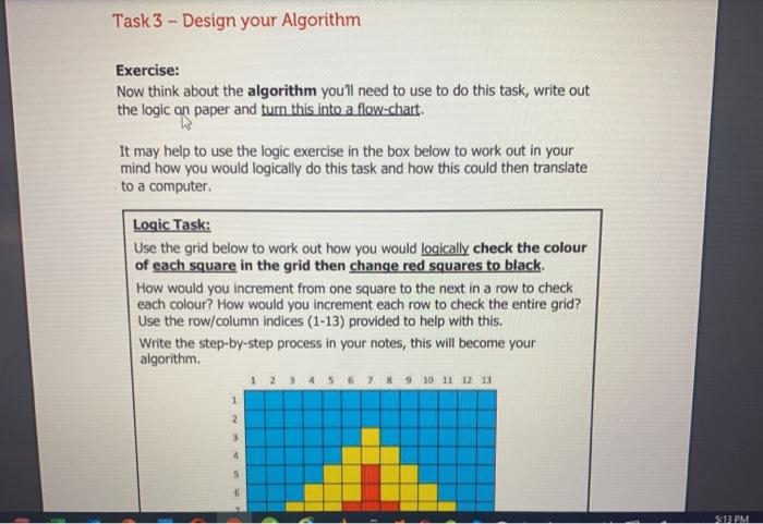 Solved Task 3 Design Your Algorithm Exercise Now Think