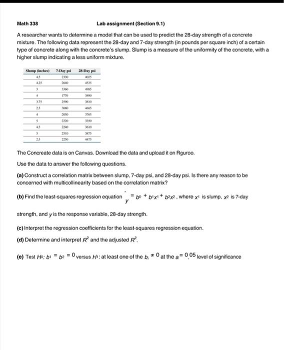 Math 338 Lab assignment (Section 9.1) A researcher | Chegg.com