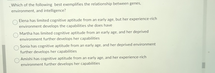 Solved Which of the following best exemplifies the | Chegg.com