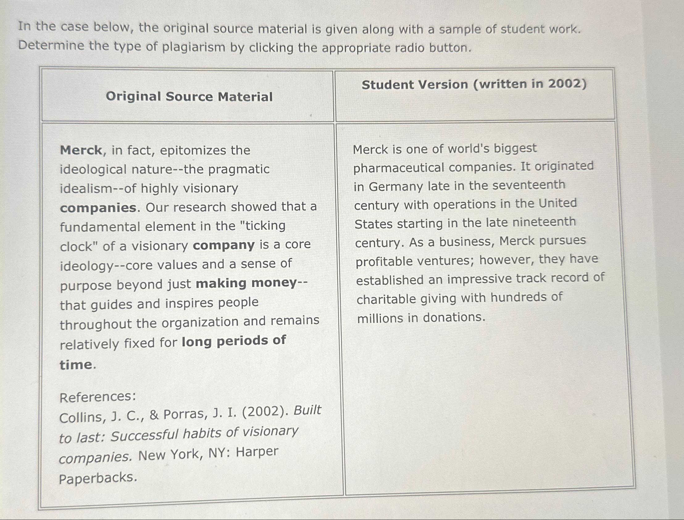 Solved In the case below, the original source material is | Chegg.com