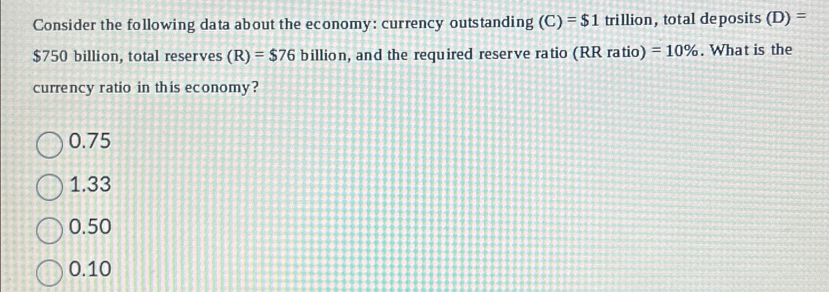 Solved Consider the following data about the economy: | Chegg.com