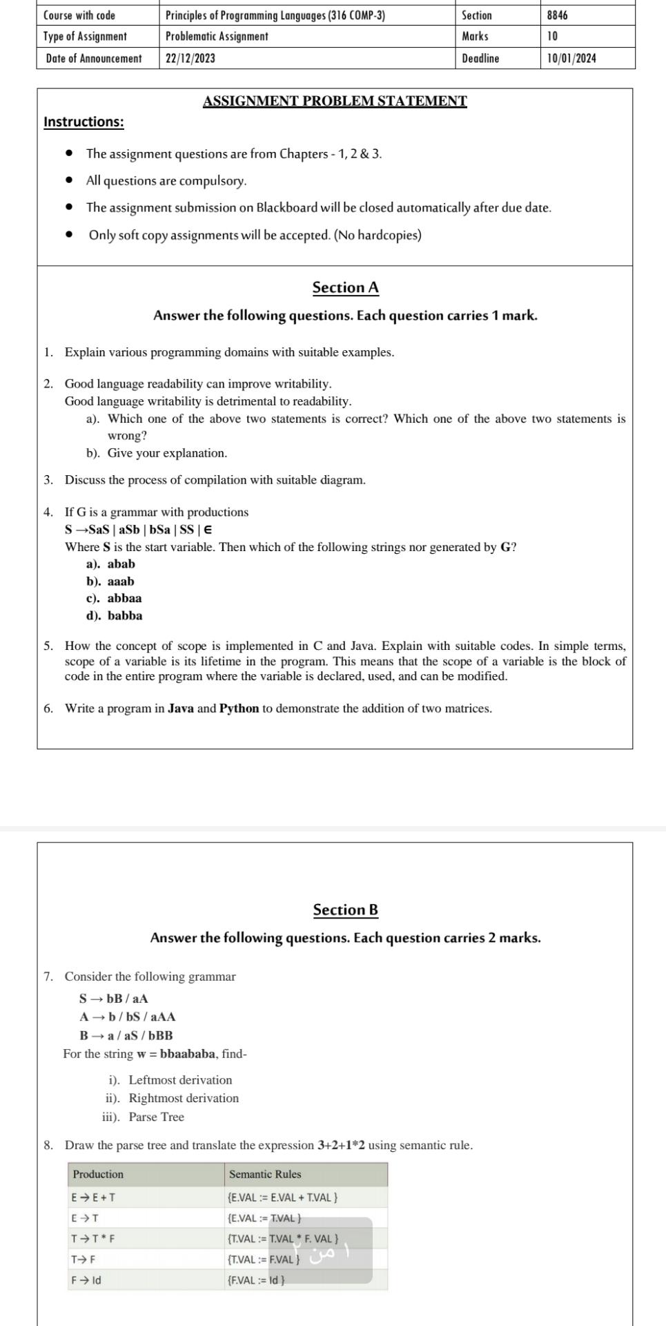 Solved the course is Principles of Programming Languages . | Chegg.com