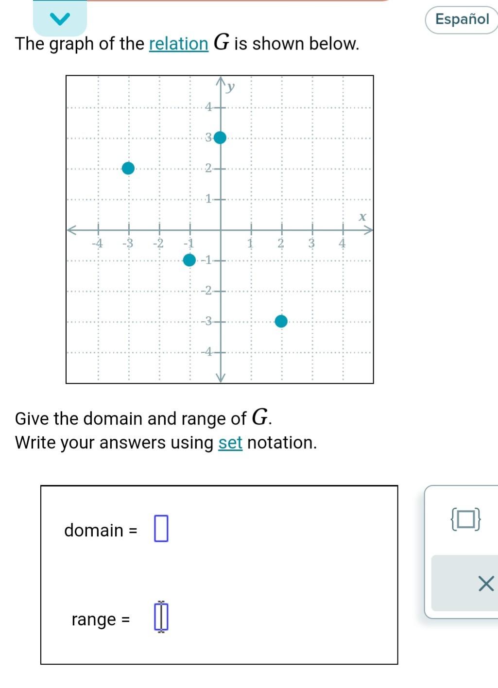 Solved The graph of the relation G is shown below. Give the | Chegg.com