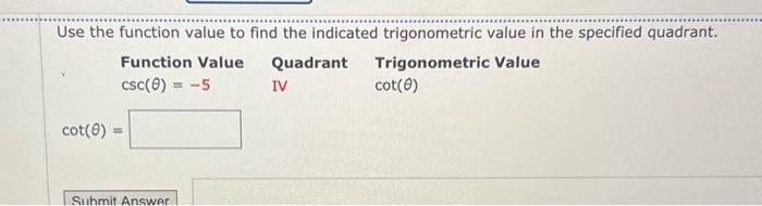 Solved Use the function value to find the indicated | Chegg.com