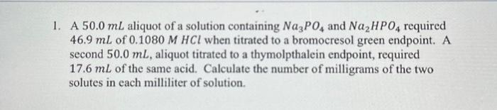 Solved A 50.0 mL aliquot of a solution containing Na3PO4 and | Chegg.com
