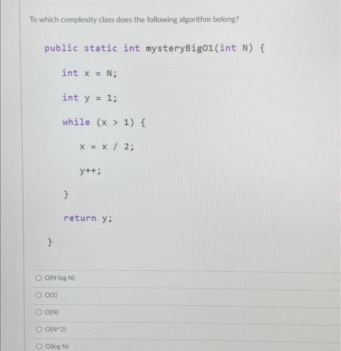Solved To which complexity class does the following | Chegg.com