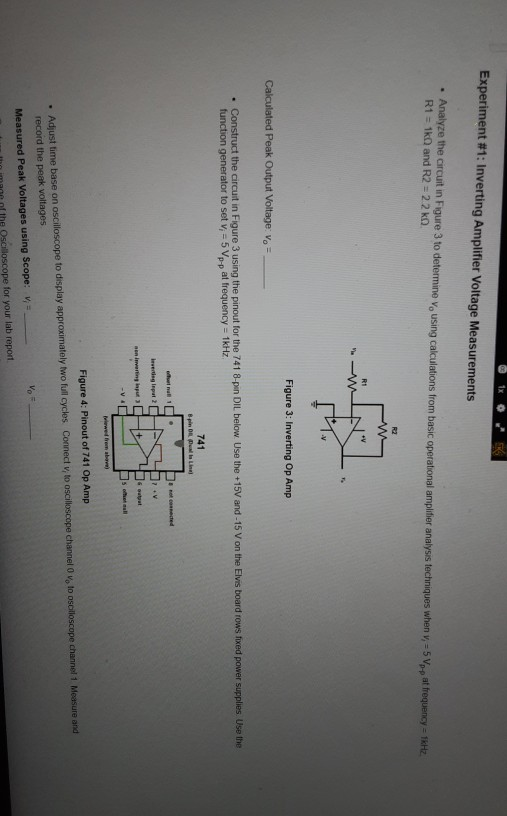 Solved Experiment #1: Inverting Amplifier Voltage | Chegg.com