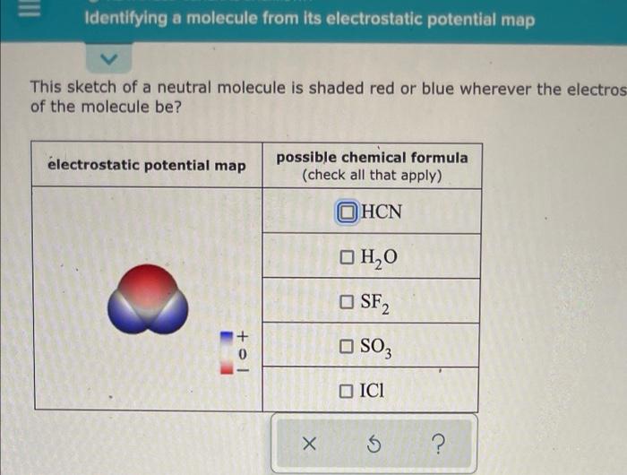 Solved III Identifying a molecule from its electrostatic | Chegg.com
