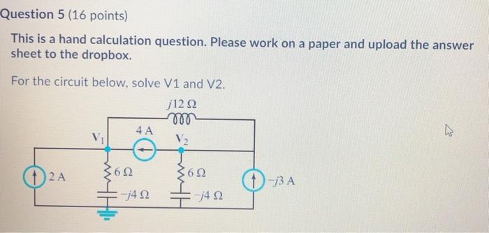 Solved Question 5 (16 points) This is a hand calculation | Chegg.com