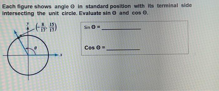 Solved Each figure shows angle ⊙ in standard position with | Chegg.com