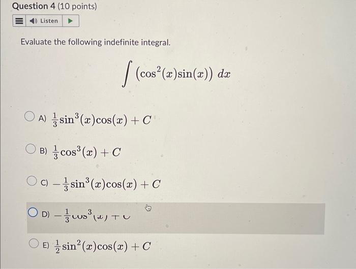 Solved Evaluate the following indefinite integral. | Chegg.com