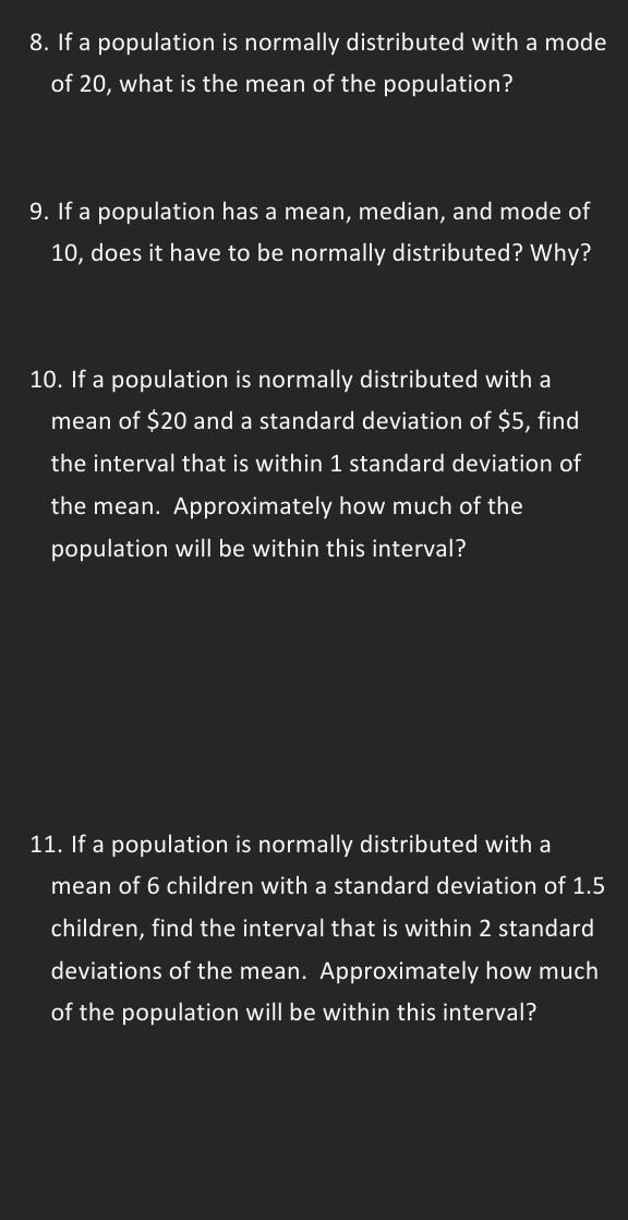 Solved 1. In the picture of the normal distribution below, | Chegg.com