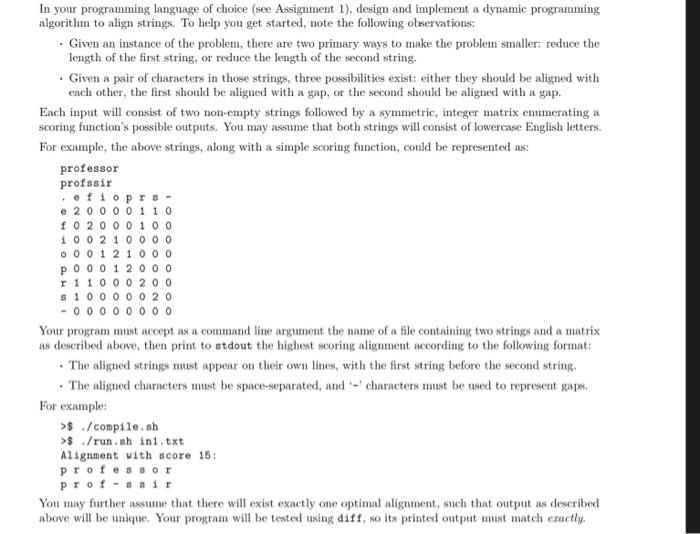Solved algorithm to align strings. To help you get started, | Chegg.com