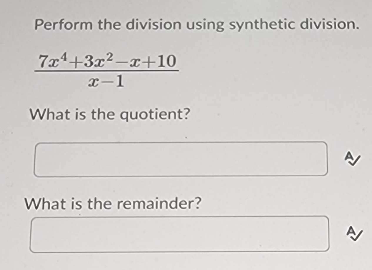 Solved Perform the division using synthetic | Chegg.com