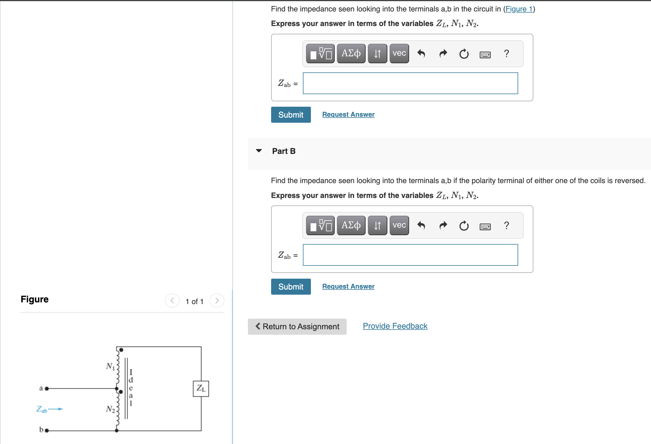 Solved Find the impedance seen looking into the terminals | Chegg.com