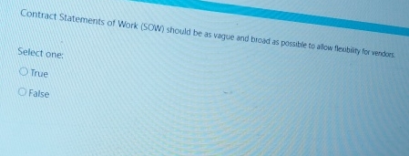 Solved Contract Statements of Work (SOW) ﻿should be as vague | Chegg.com