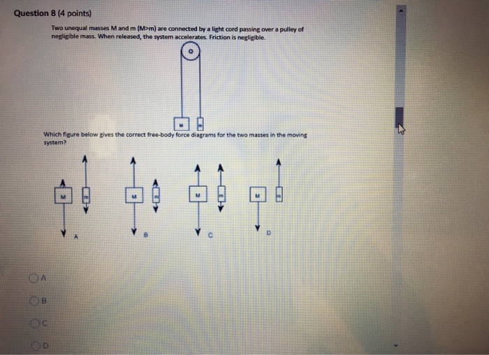 Solved Question 8 (4 points) Two unequal masses M and m (Mm) | Chegg.com