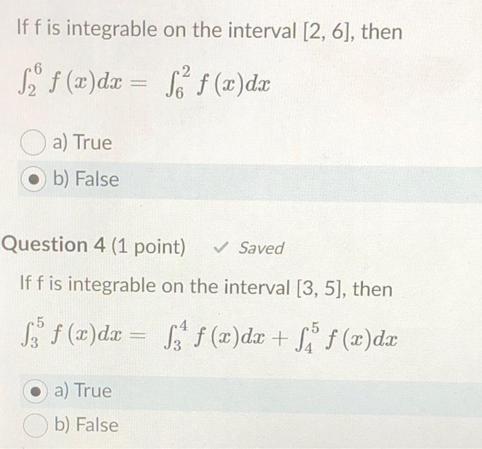Solved If fis integrable on the interval [2, 6], then 6 2 Sº | Chegg.com
