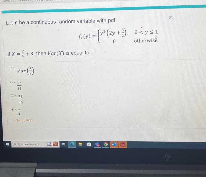 Solved Let Y be a continuous random variable with pdf | Chegg.com