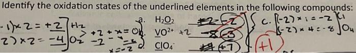 H2O2 (find ox state of O)VO 2+ (find ox state of | Chegg.com