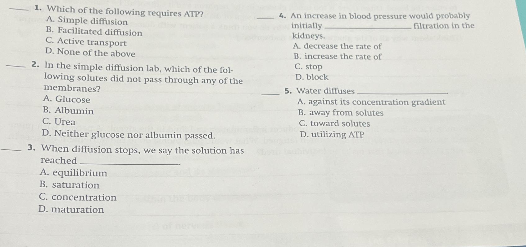 Solved Which of the following requires ATP?A. ﻿Simple | Chegg.com