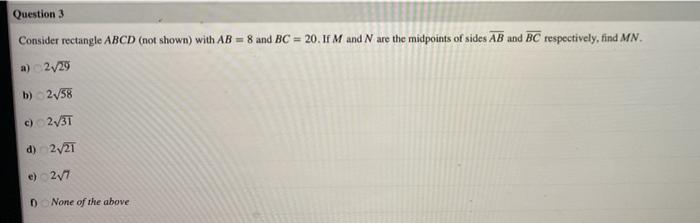 Solved Question 3 Consider rectangle ABCD (not shown) with | Chegg.com