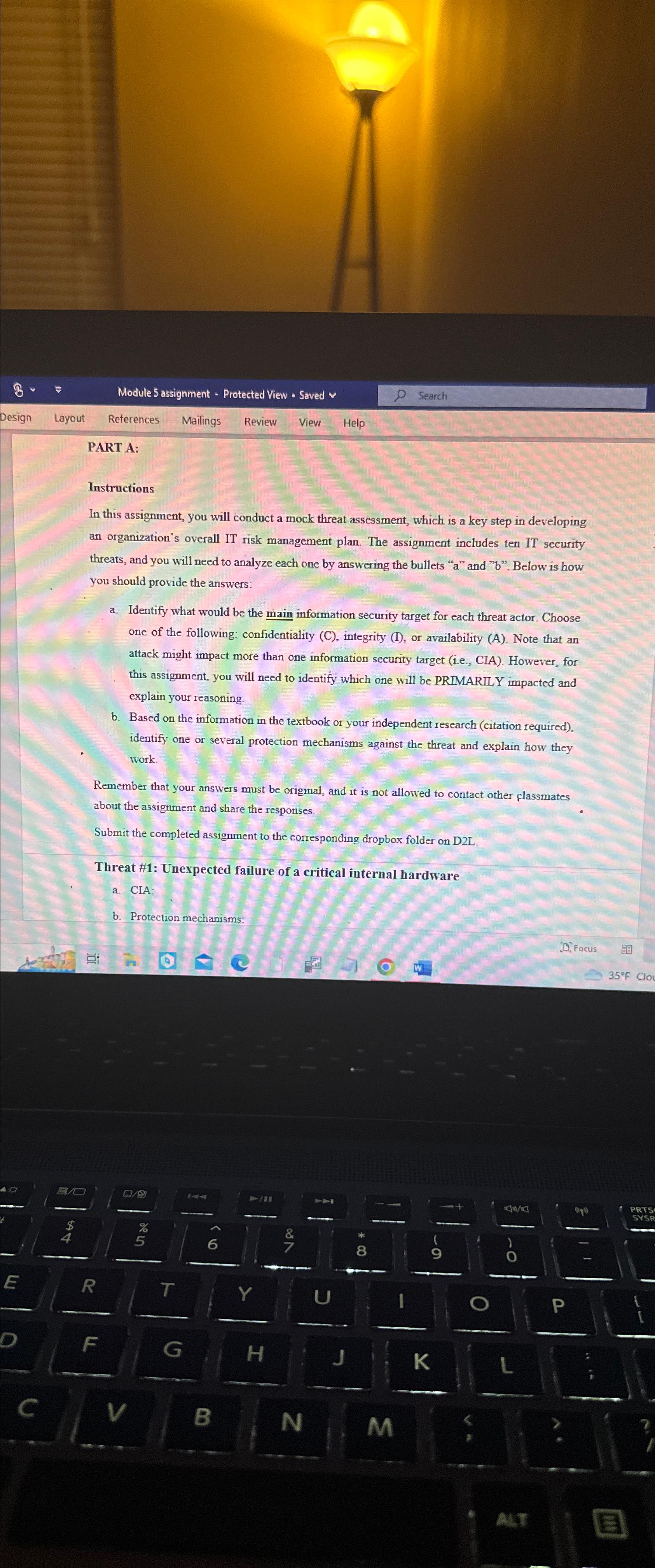 Solved In this assignment, you will conduct a mock threat | Chegg.com