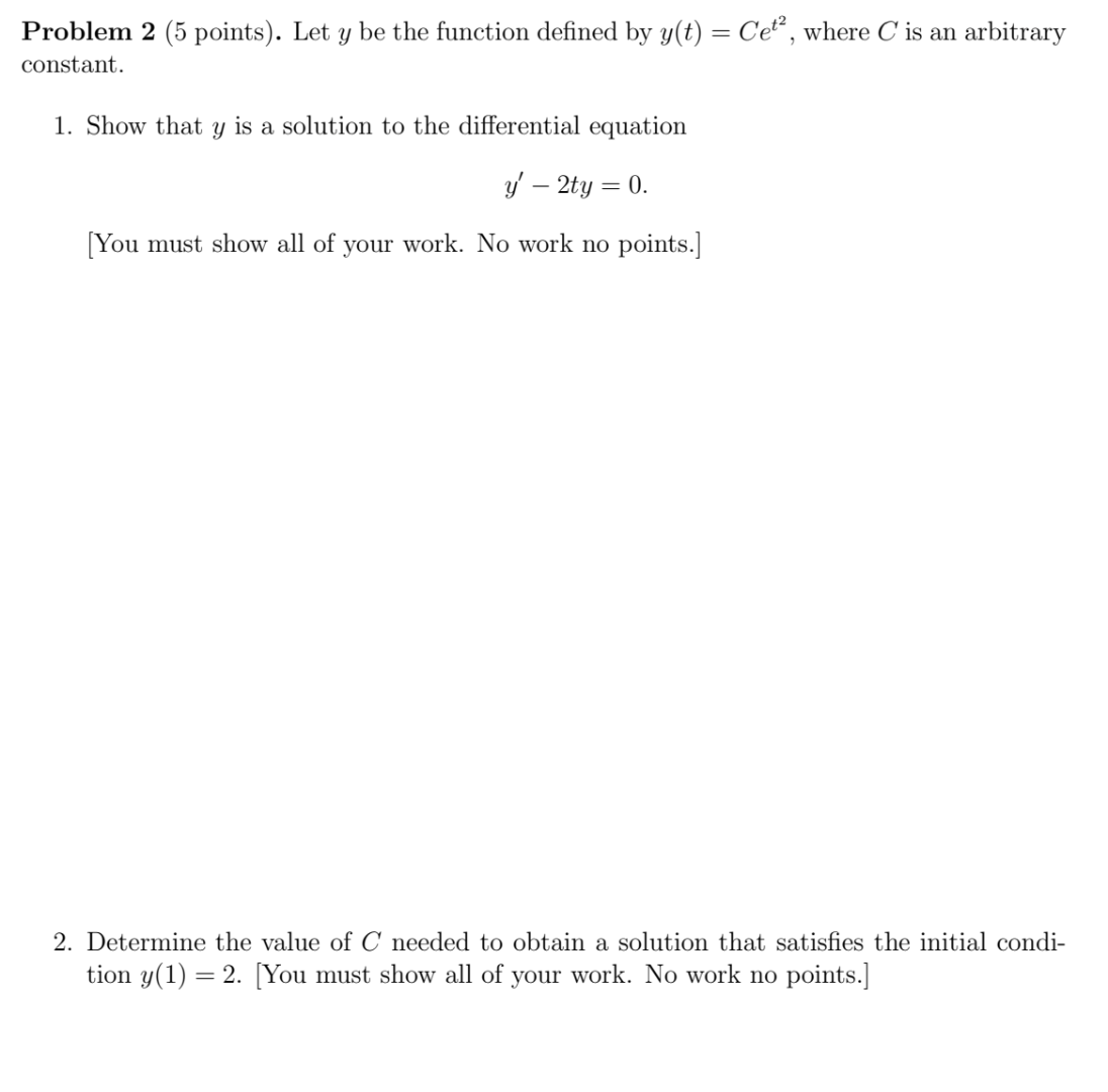 Solved Problem 2 5 Points Let Y Be The Function Defined