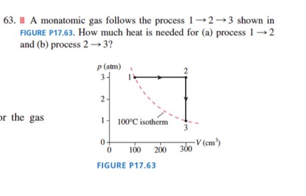 Solved Ill A monatomic gas follows the process 1→2→3 ﻿shown | Chegg.com