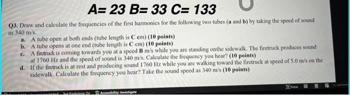 Solved A=23B=33C=133 Q3. Draw and calculate the frequencies | Chegg.com