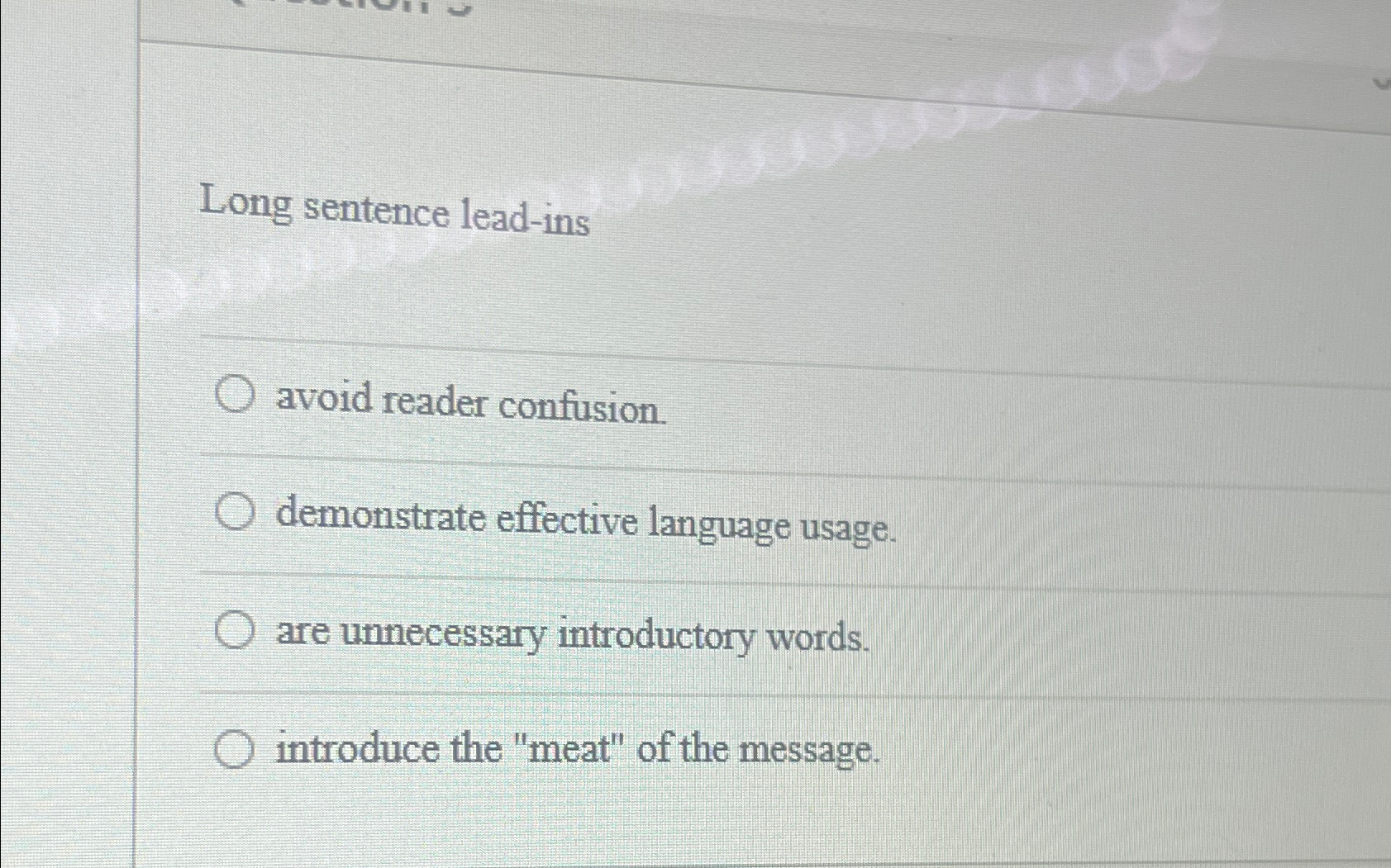 Solved Long sentence lead-insavoid reader | Chegg.com