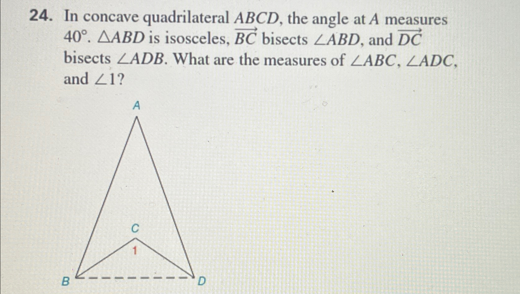 Solved In concave quadrilateral ABCD, the angle at A | Chegg.com