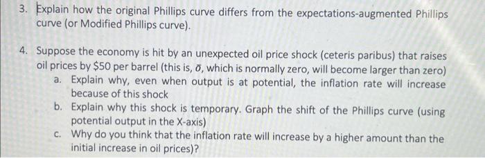 Solved 3. Explain how the original Phillips curve differs | Chegg.com