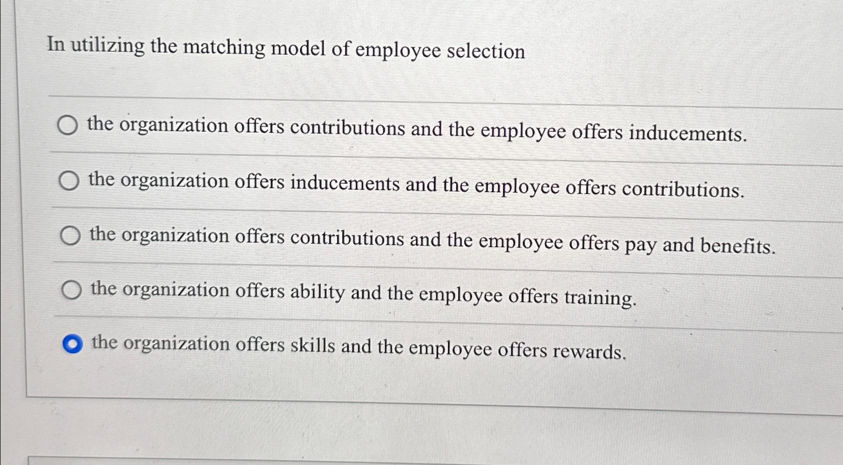 Solved In utilizing the matching model of employee | Chegg.com