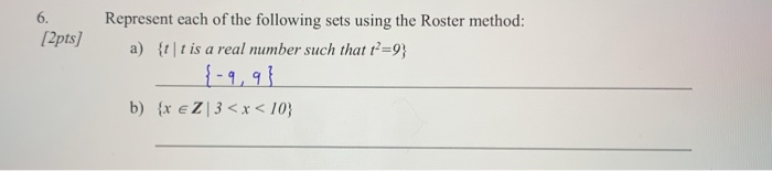 Solved 6. [2pts] Represent each of the following sets using | Chegg.com