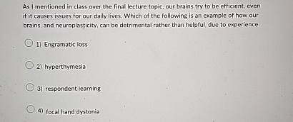 Solved As I mentioned in class over the final lecture topic, | Chegg.com